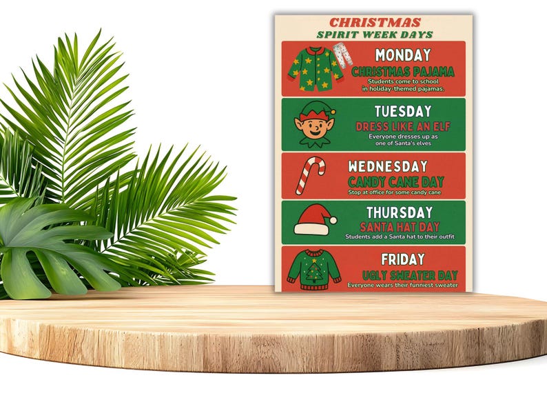 Christmas Spirit Week Flyer | Editable School Dress-up Days Schedule ...