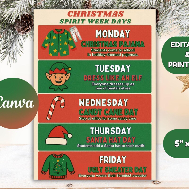 Holiday Spirit Week Flyer - Etsy