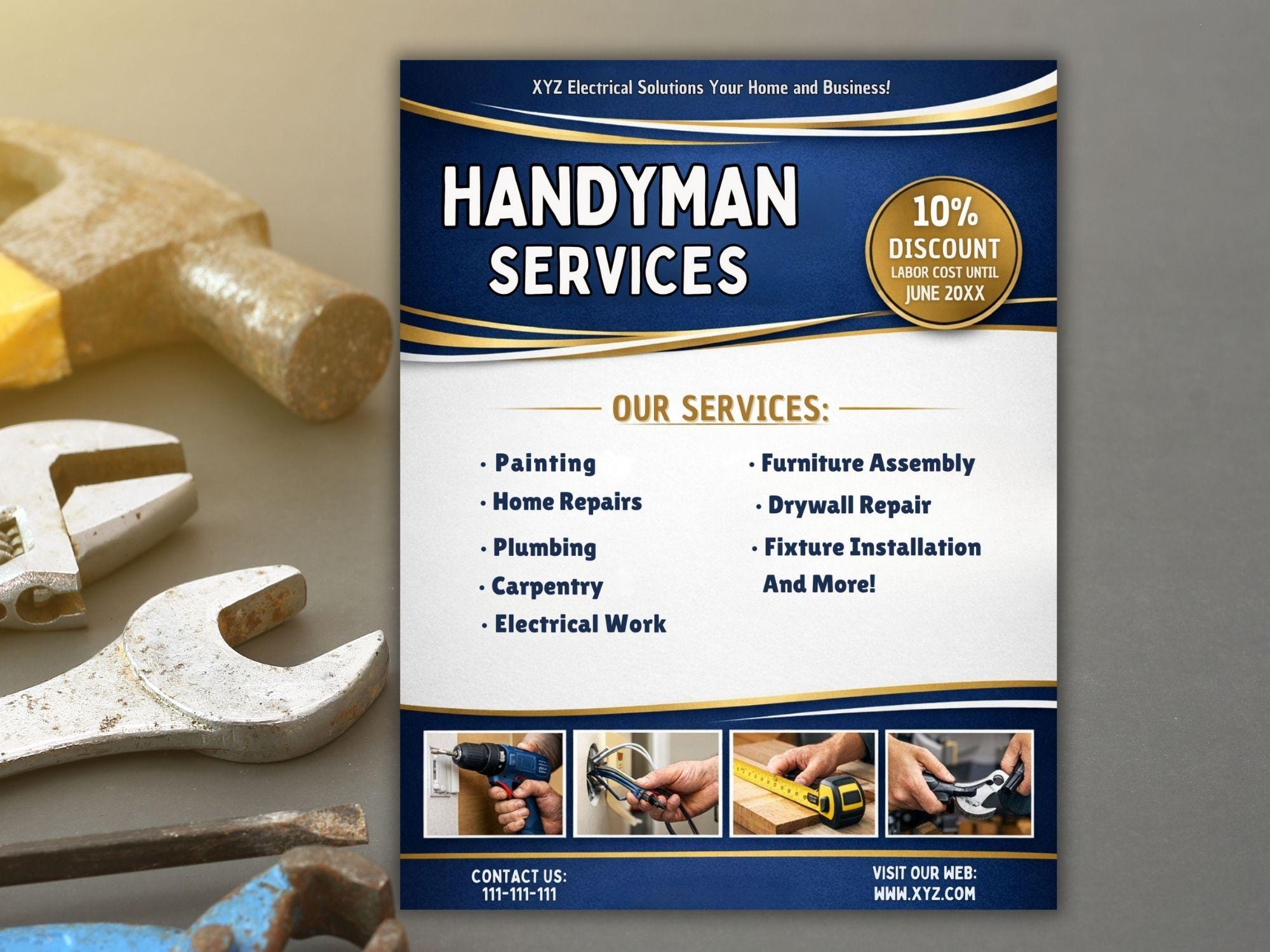 Handyman Services Flyer Template | Editable Home Repair Canva Design ...