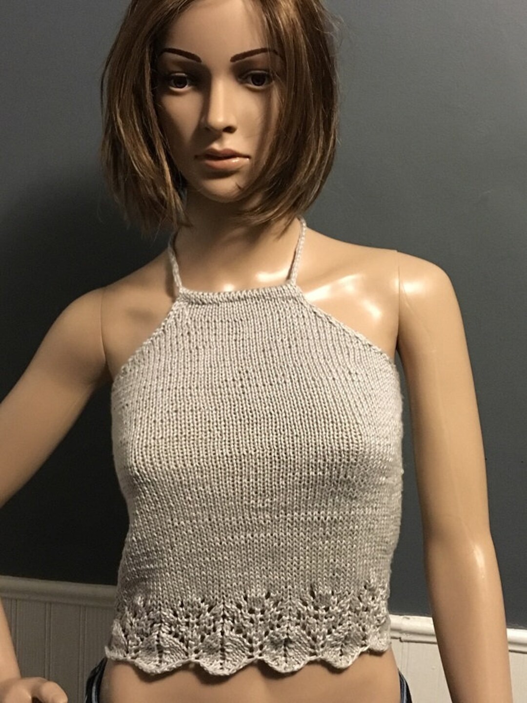 PDF Knitting Pattern Lace Bottom Halter Top K023 - Etsy