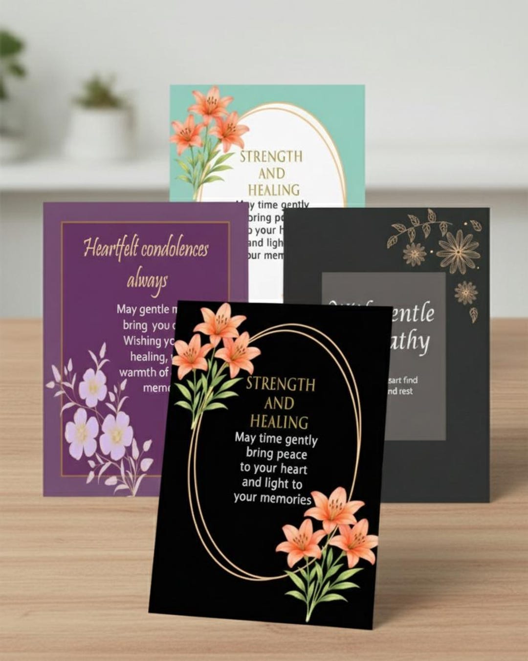 Printable Sympathy Greeting – Gentle Floral Design for Condolence and ...