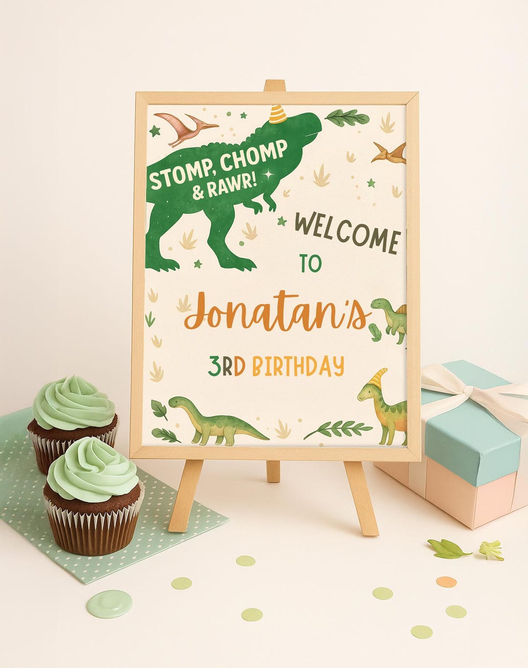 Dinosaur Welcome Sign, Dinosaur Birthday Custom Sign Template, Editable ...