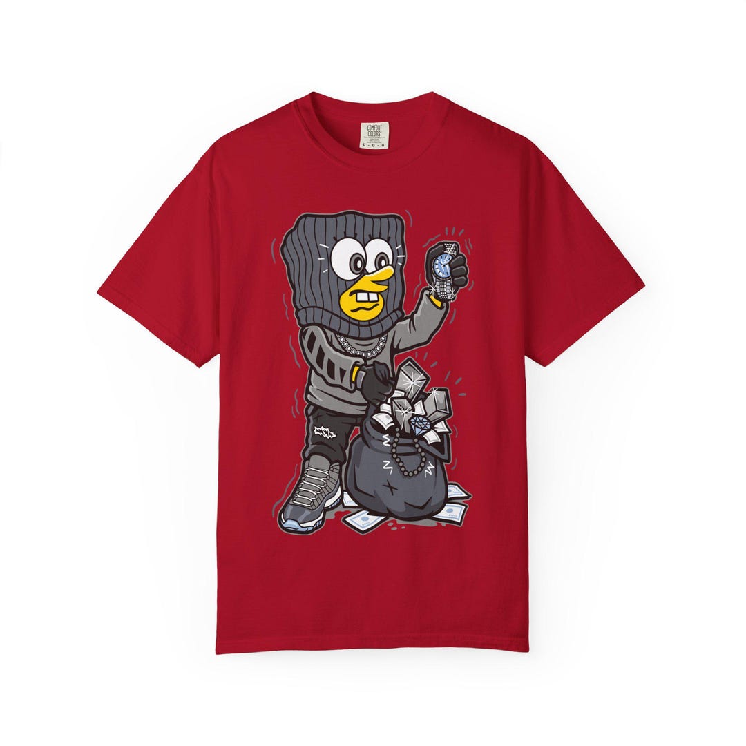 Penguin Robber Illustration T-shirt | Cartoon Heist Design - Etsy