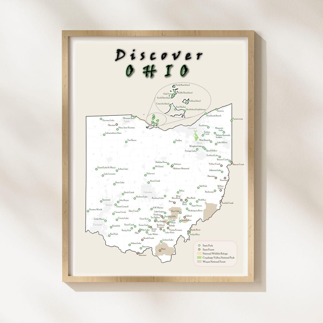 Ohio State Park and Forest Visit Tracker Map - Etsy