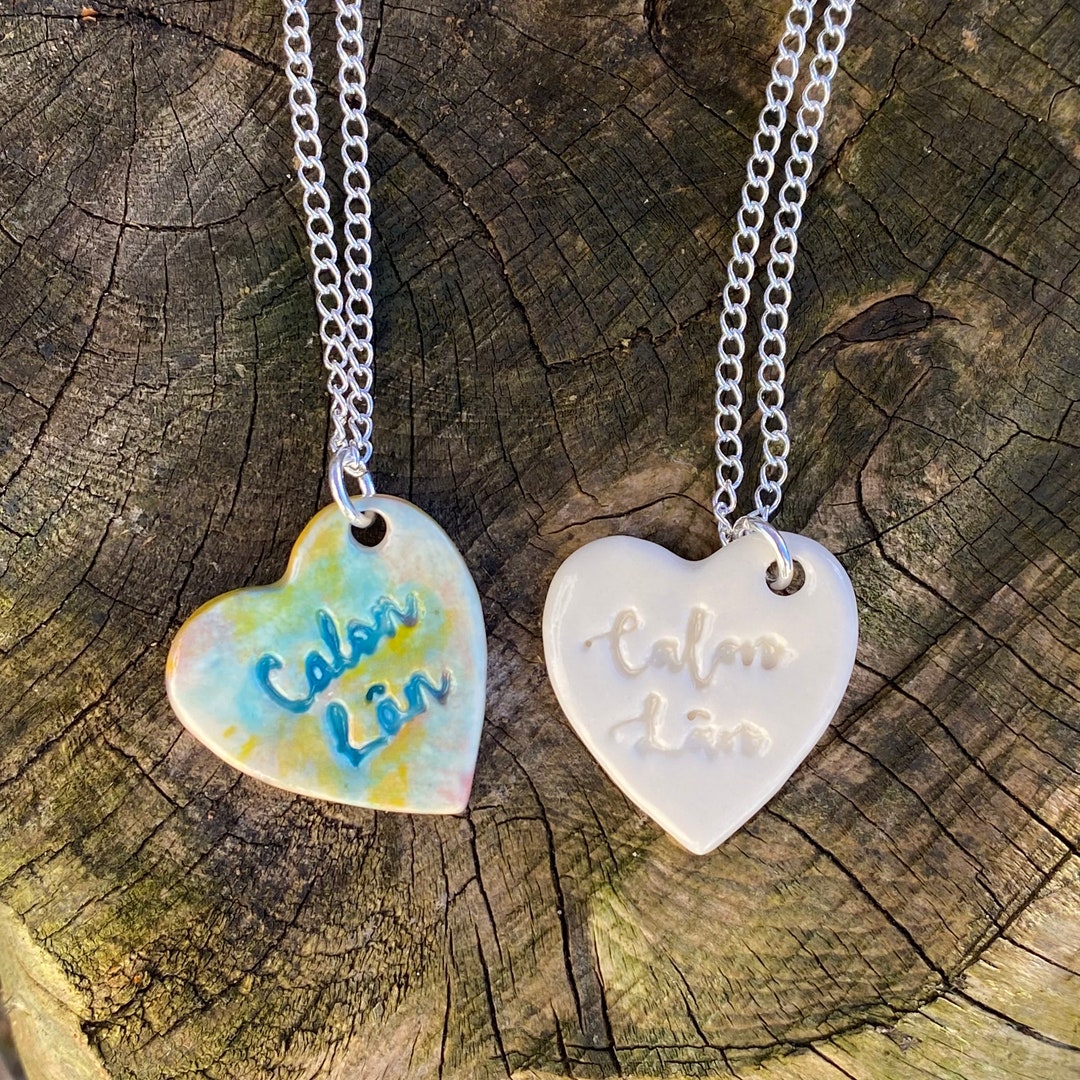 Calon Lan Ceramic Heart Pendant.calon Lan.welsh Love Heart Necklace ...
