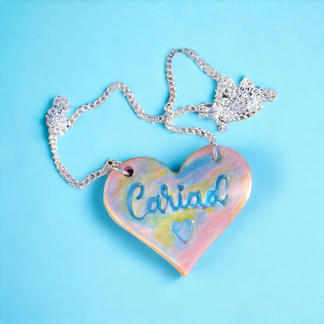 Cariad Large Ceramic Heart Pendant.cariad/my Love Wales.welsh Love ...