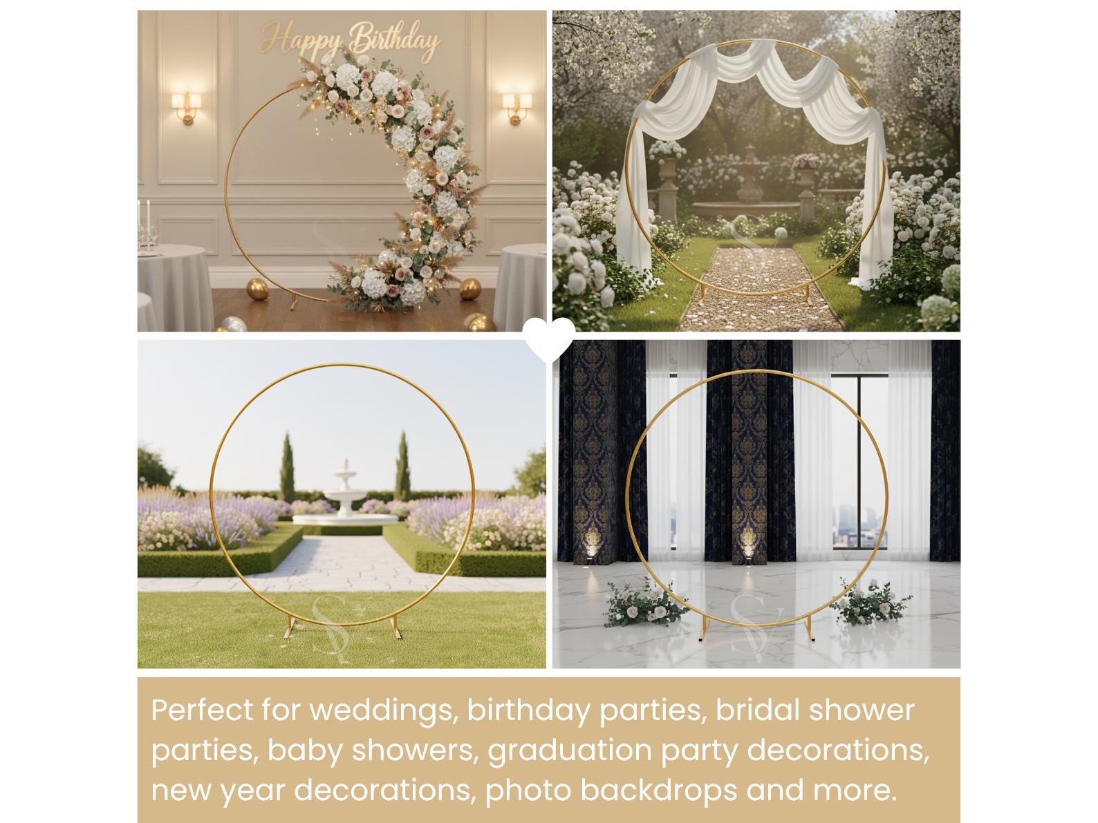 Metal Gold Circle Arch Frame | Round Balloon Backdrop Stand | Wedding ...