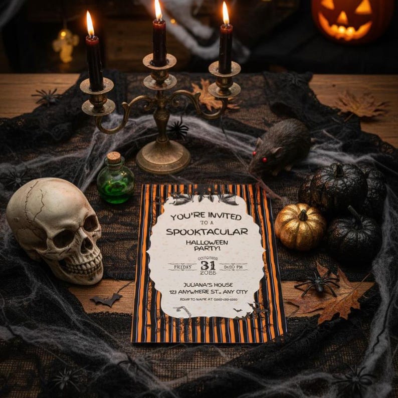 Spooky Halloween Party Invitation: Editable Canva Template (digital ...