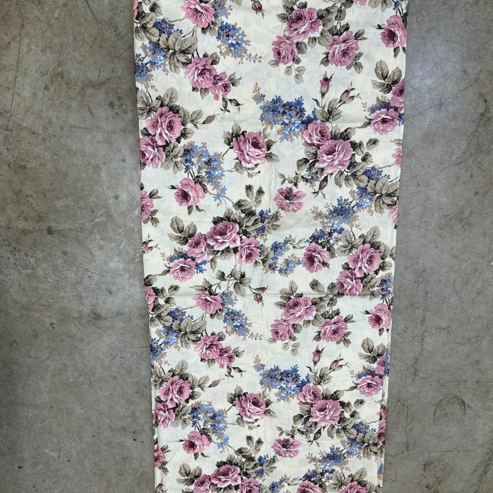Vintage 80s Floral Fabric Remnant | Romantic Large Roses in Pink on ...