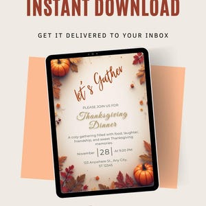 Thanksgiving Dinner Invitation Template – Editable Digital Download ...