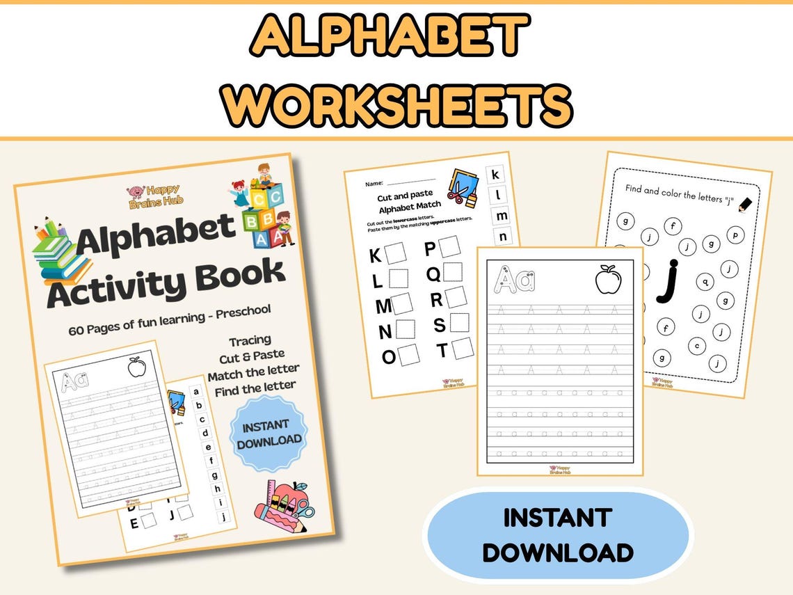 Alphabet Worksheets for Kids | Preschool Activity Book | ABC Tracing ...