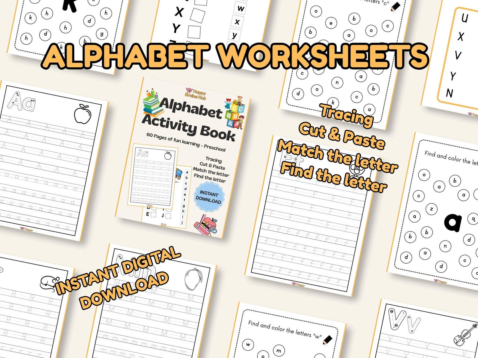 Alphabet Worksheets for Kids | Preschool Activity Book | ABC Tracing ...