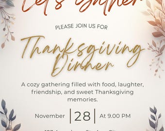 Thanksgiving Dinner Invitation Template – Editable Digital Download ...