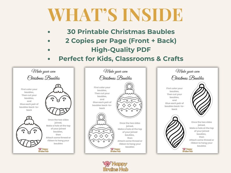 Printable Christmas Baubles to Color – Kids Craft - Etsy