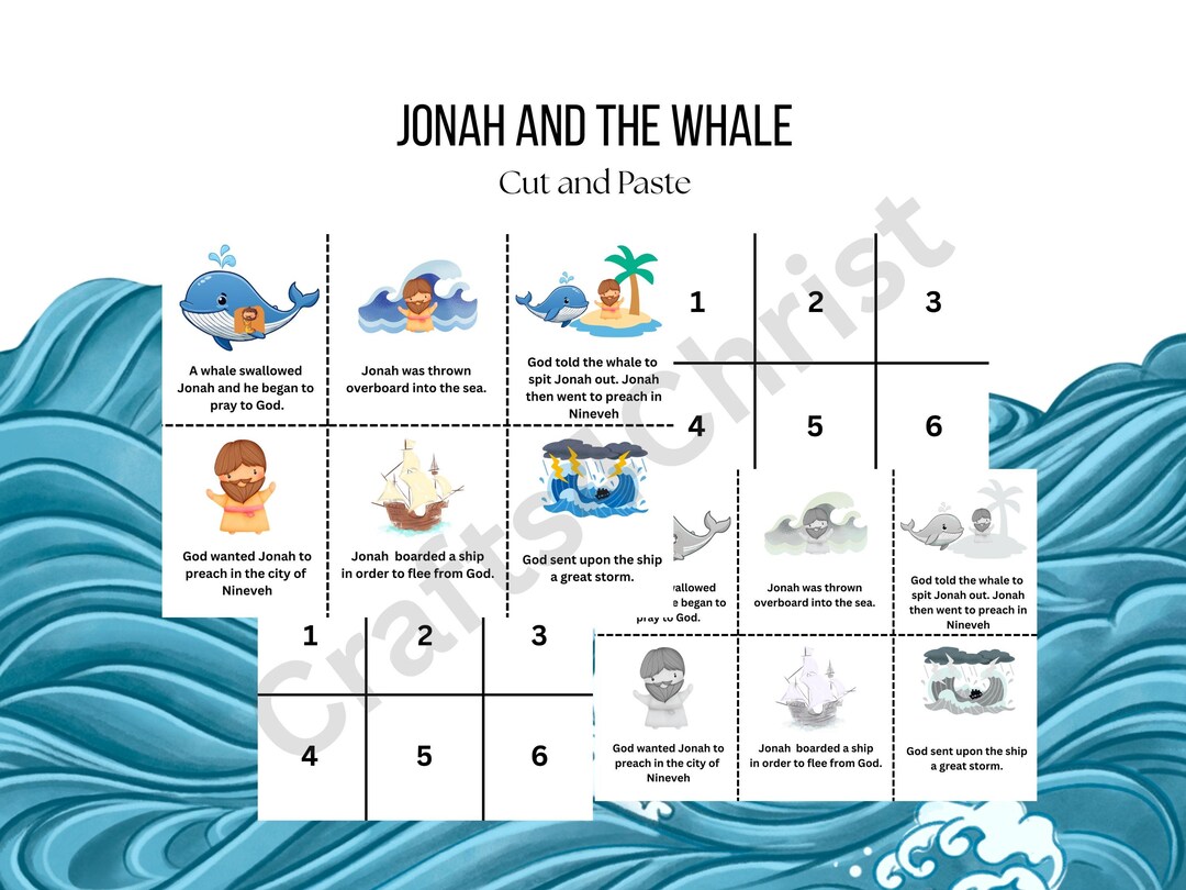 Jonah and the Whale Cut and Paste | Christian Craft for Kids - Etsy
