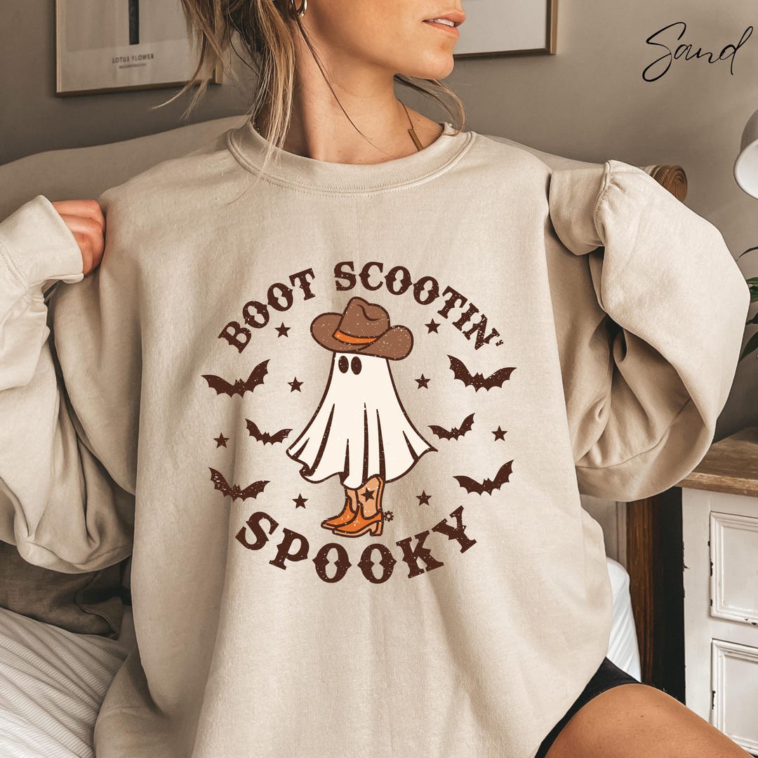 Boot Scootin Spooky Ghost Sweatshirt - Cowboy Halloween Hoodie - Etsy