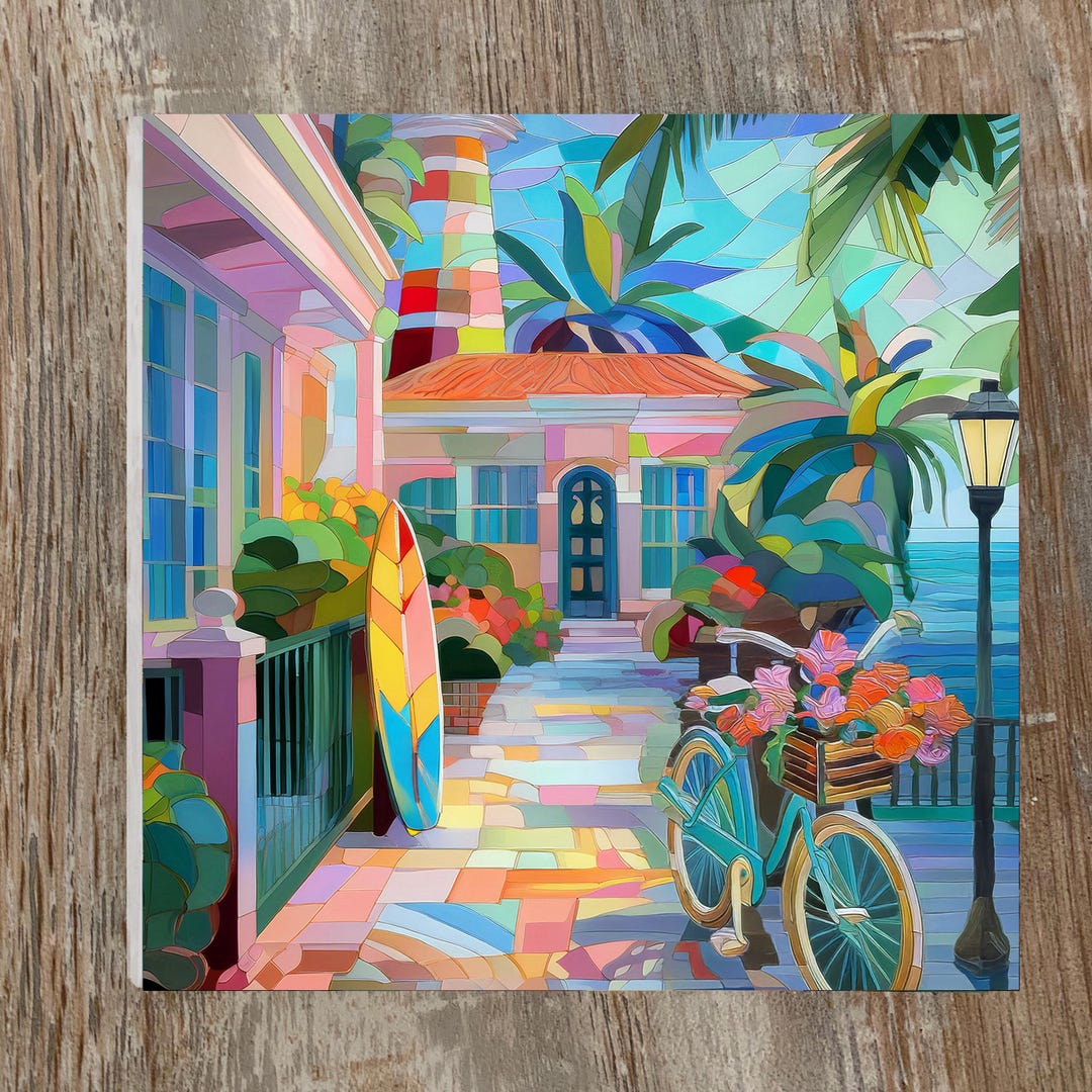 Key West Art Tile: Glossy Ceramic Tile, Coastal Decor - Etsy