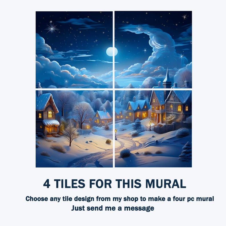 4PC Mural Winter Art: Glossy Smooth Ceramic Tile Home Decor - Etsy