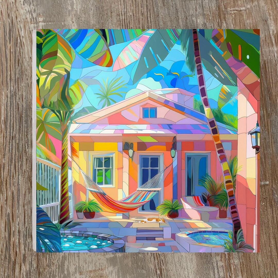 Key West Art Tile: Glossy Ceramic Artwork, Tropical Decor - Etsy