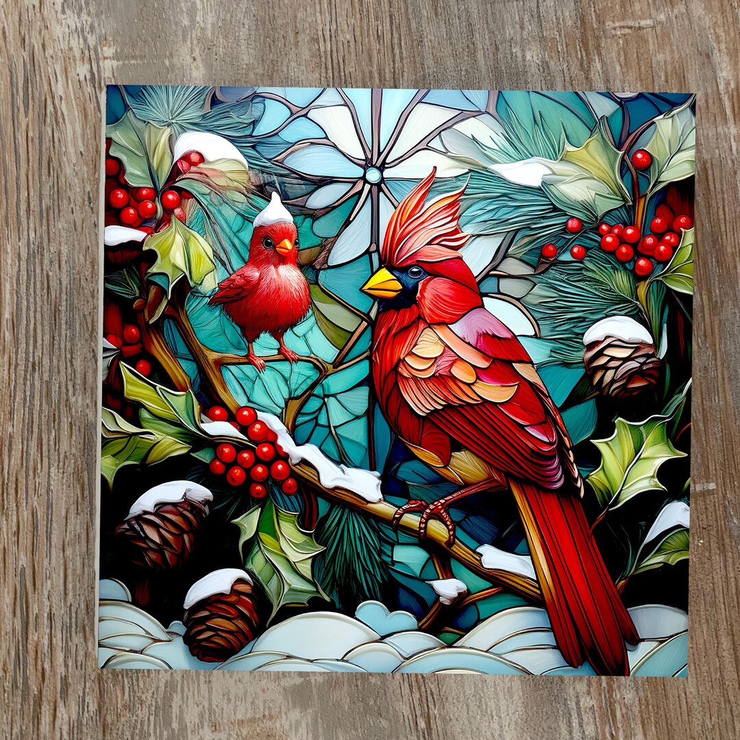 Holiday Cardinal Ceramic Art Tile: Snowy Winter Branch Decor - Etsy