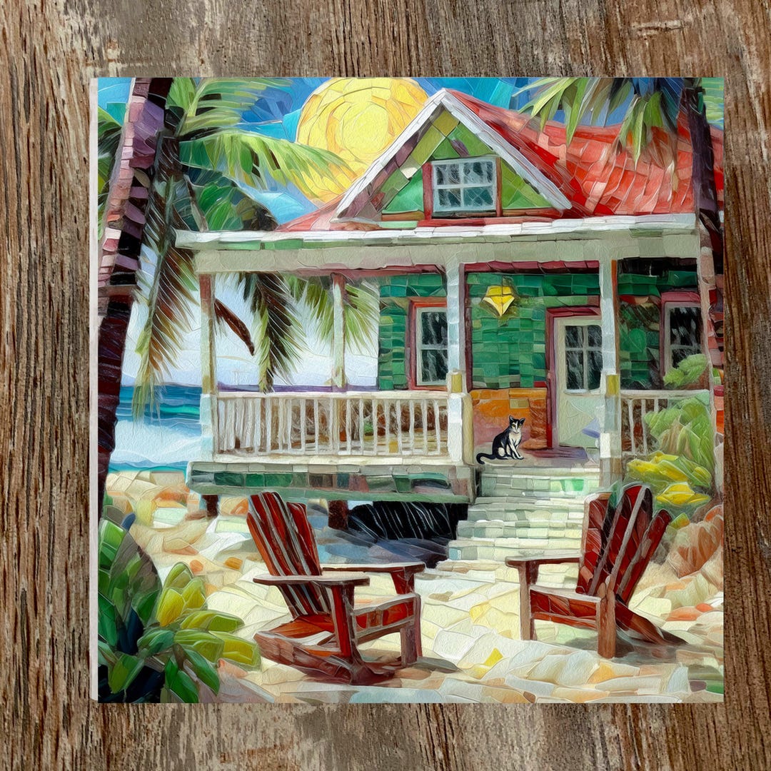 Key West Art Tile: Glossy Smooth Ceramic Decor, Tropical Rooster Design ...