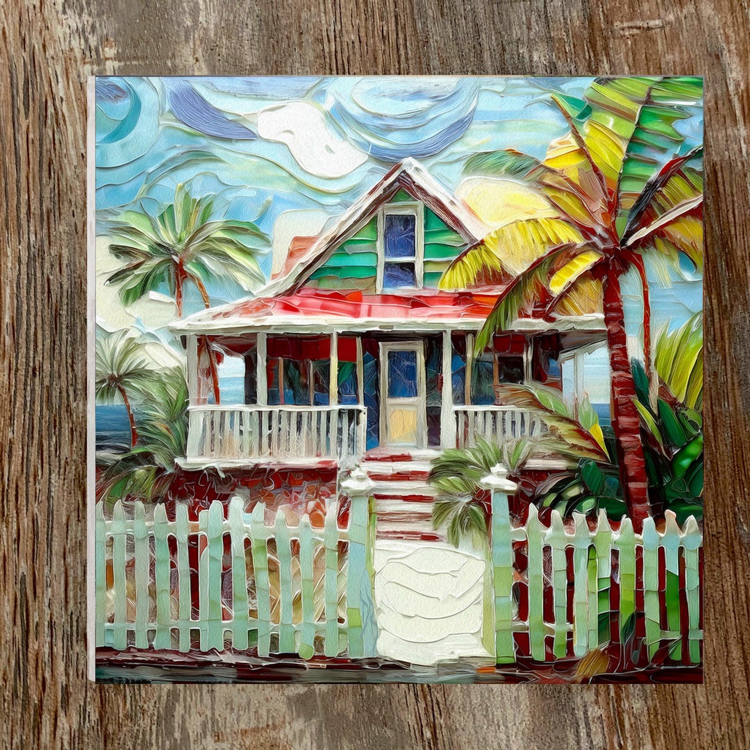 Key West Art Tile: Glossy Smooth Ceramic Decor, Tropical Rooster Design ...