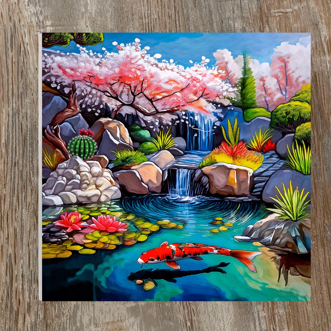 Koi Pond Art Tile: Glossy Smooth Ceramic Home Decor - Etsy