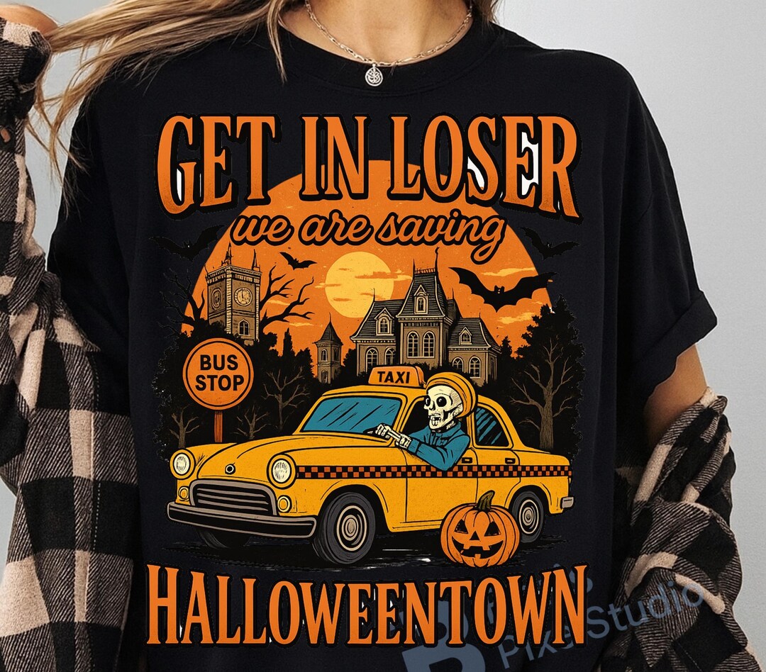 Vintage Skeleton Taxi Halloweentown PNG: Spooky Halloween Design ...