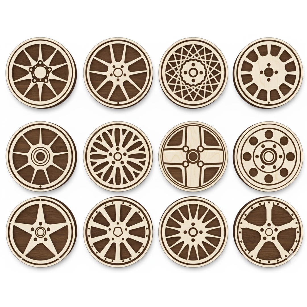 Wheel Coaster SVG Bundle: Nautical, Mandala, Car - Laser Cut Files ...