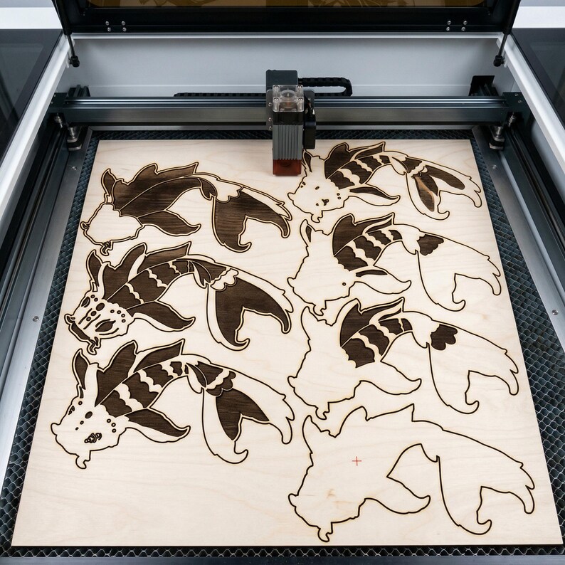Multilayer Koi Fish SVG Laser Cut Files, 3D Layered Wood Wall Art ...