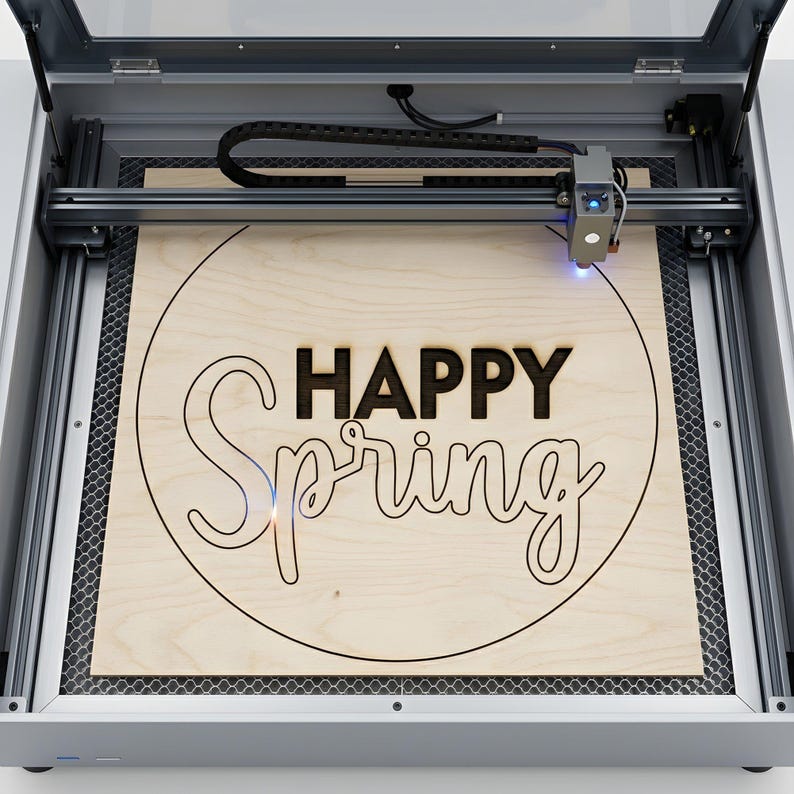 Spring Door Hanger SVG | Round Welcome Sign Laser Cut File (commercial ...