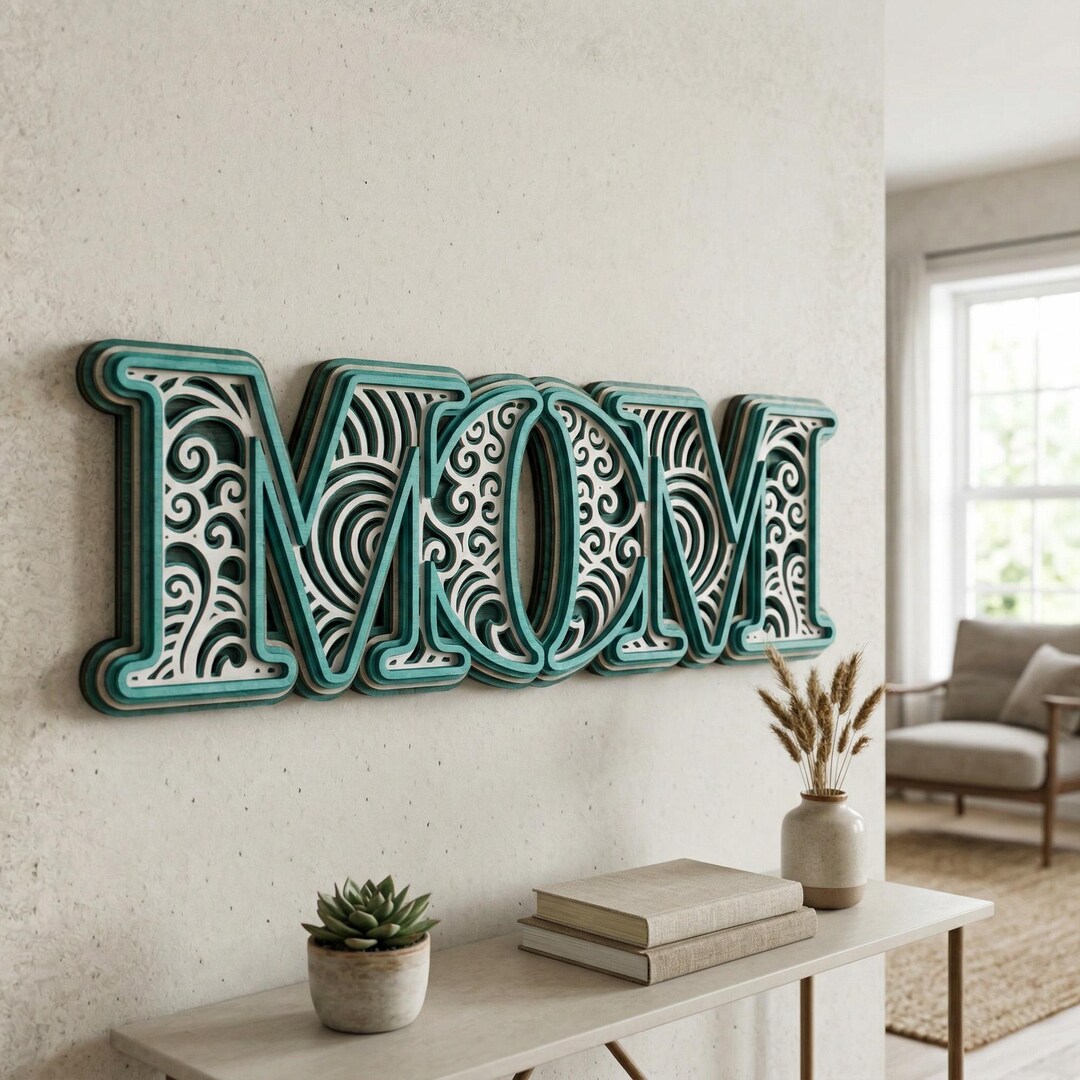 MOM Multilayer Mandala SVG Laser Cut Files for Mothers Day Wood Signs ...