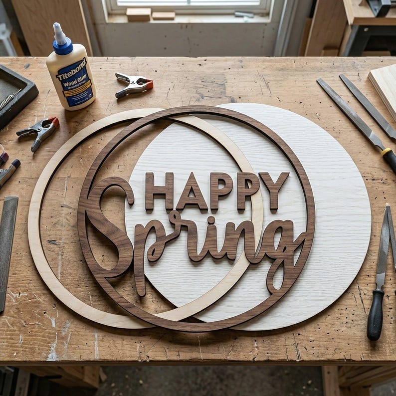 Spring Door Hanger SVG | Round Welcome Sign Laser Cut File (commercial ...