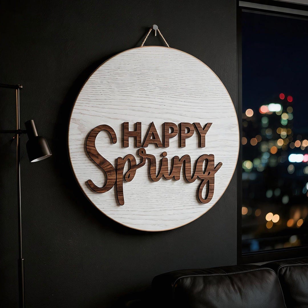Spring Door Hanger SVG | Round Welcome Sign Laser Cut File (commercial ...