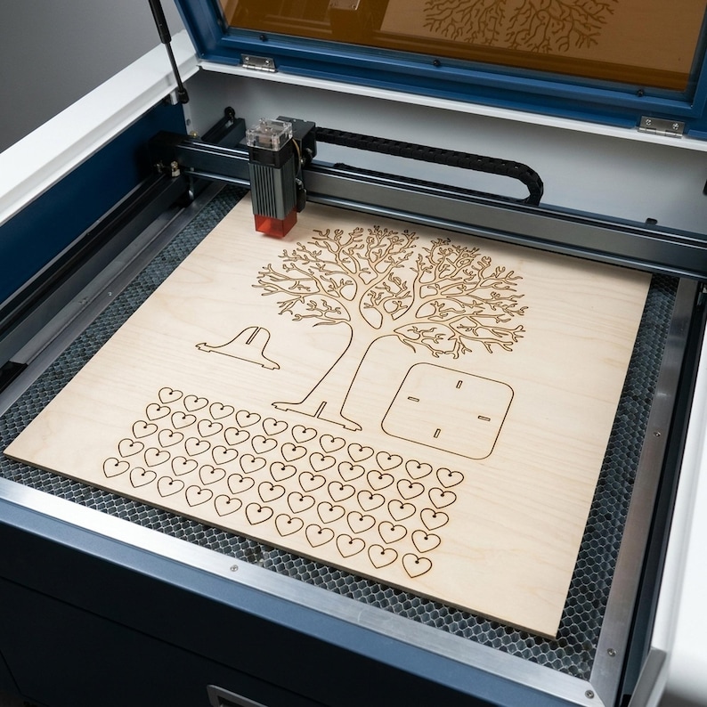 Wedding Guest Book Wishing Tree SVG | Heart Drop Box Laser File | DXF ...