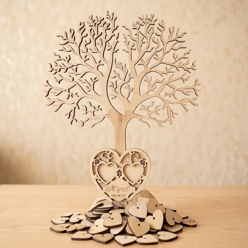 Wedding Guest Book Wishing Tree SVG | Heart Drop Box Laser File | DXF ...