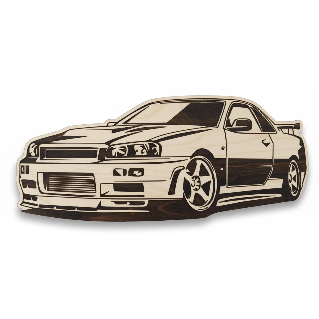 Nissan GTR R34 Godzilla SVG DXF: Laser Cut Files, Car Decor (digital ...