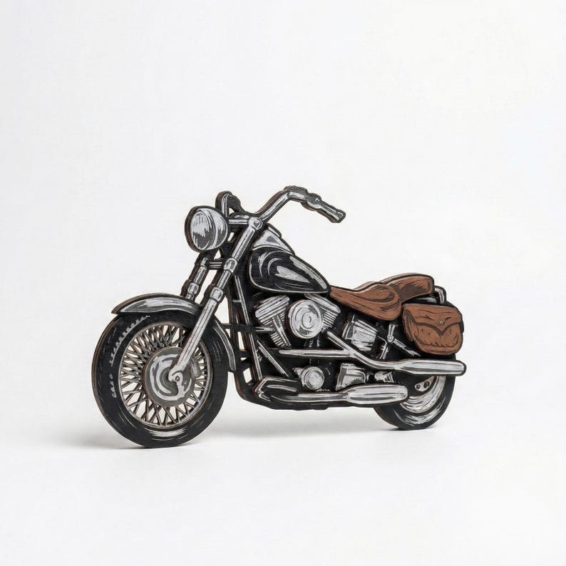 Layered Motorcycle Laser Cut File, Classic Chopper SVG for Glowforge ...