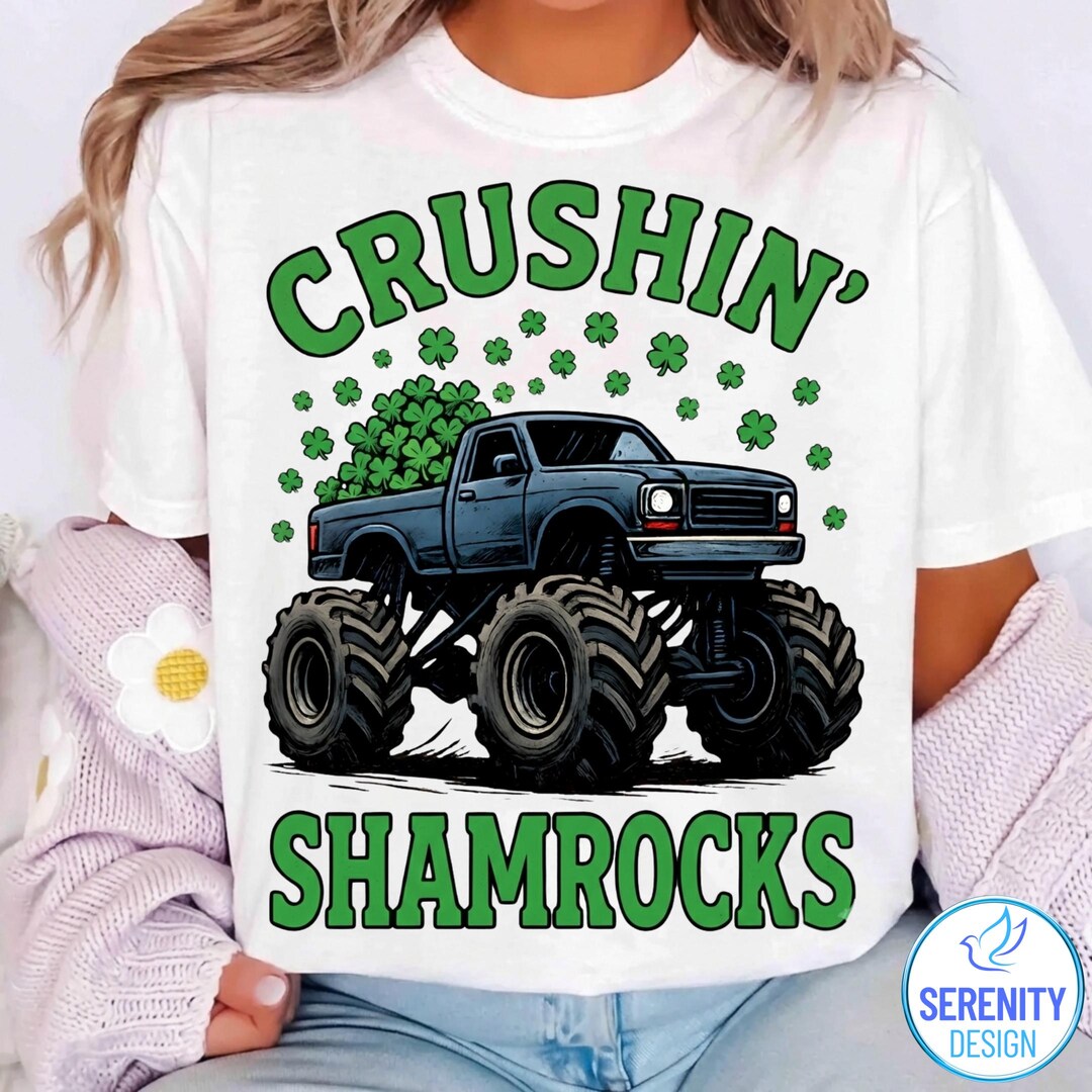 St Patricks Day Monster Truck PNG: Retro St Pattys Shamrock Design ...