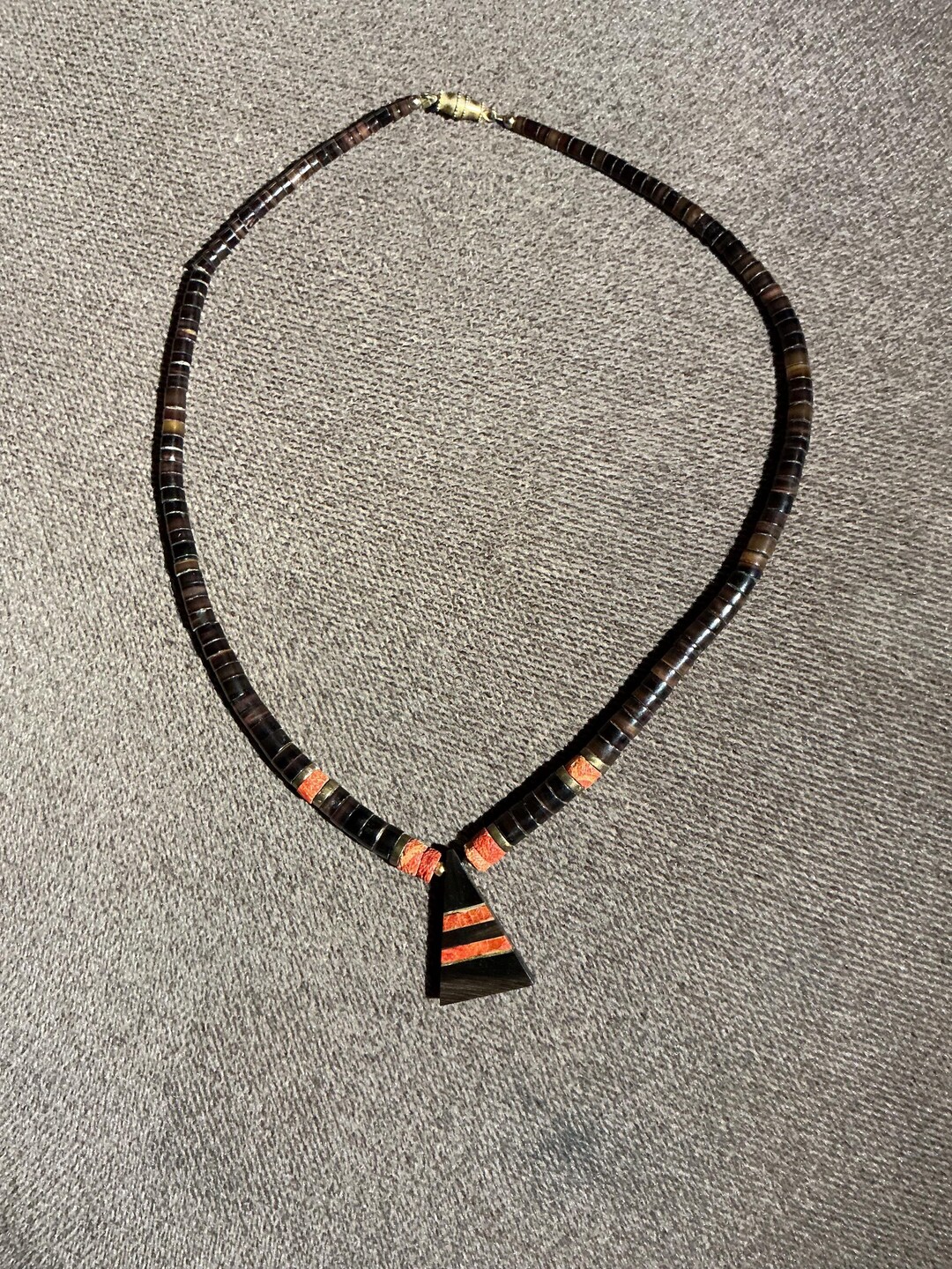 Vintage Shell Native American Inlay Triangle Necklace - Etsy