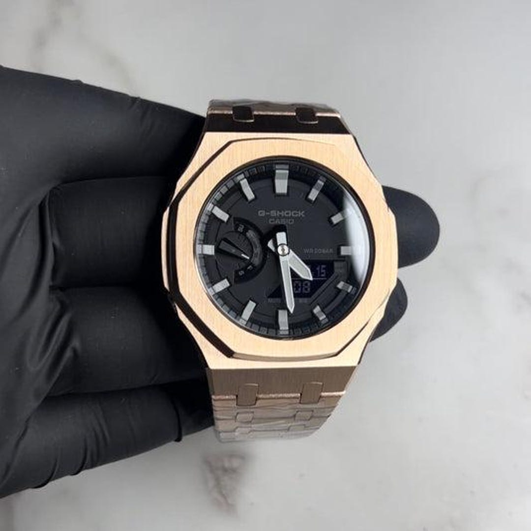 Luxury Rose Gold Custom Casio GA 2100 With Stainless Steel Strap - Etsy