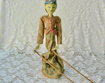 Indonesian Wayang Kulit Stick Puppet, Hanuman the Monkey King, Made in ...