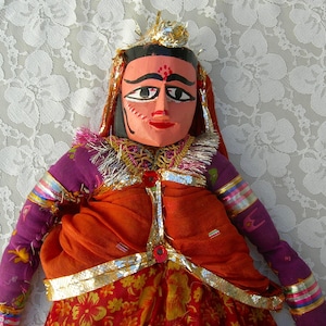 Kathputli Indian Female Puppet/doll/marionette, 22 Handmade Wood Face ...