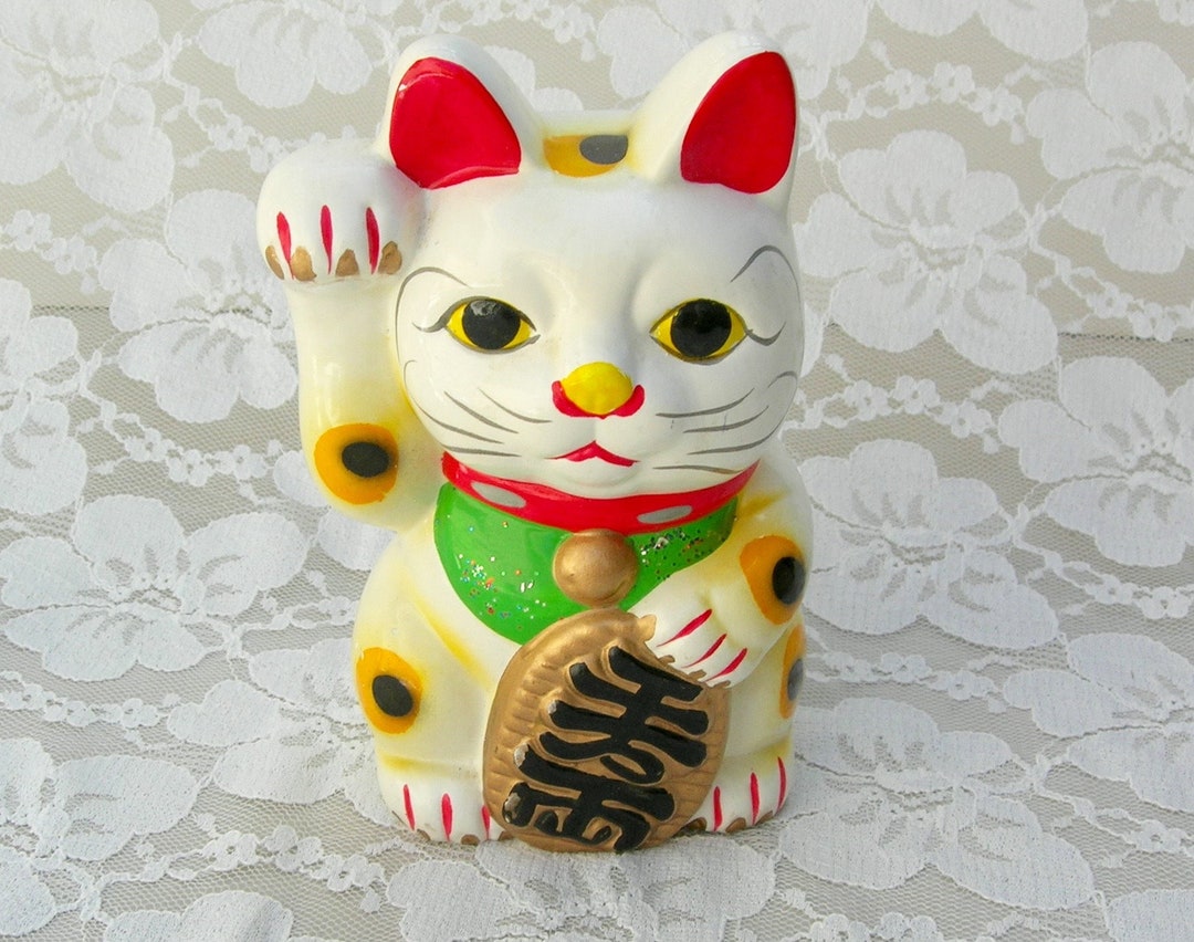 Japanese Maneki Neko (beckoning Cat), Ceramic Cat Bank, Hand-painted, 5 ...
