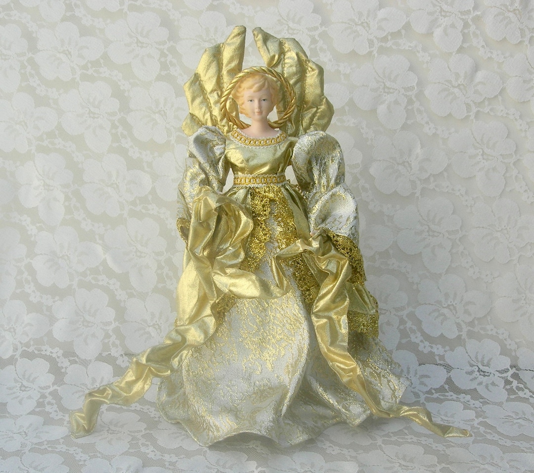 Christmas Angel, Gold & White Costume, Cone Structure, Gold Wings, Tree ...