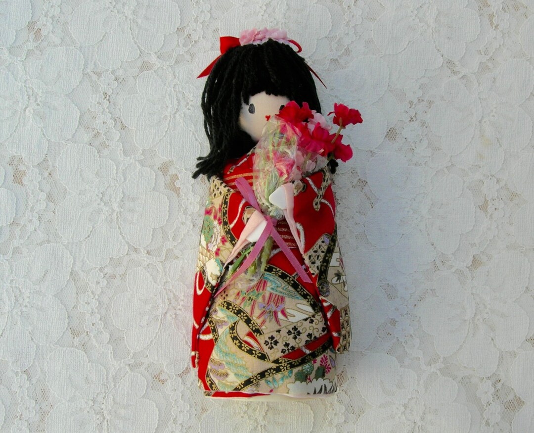 Cute Japanese Girl Ningyo (doll), 8" Hand-crafted, Kimono & Obi ...