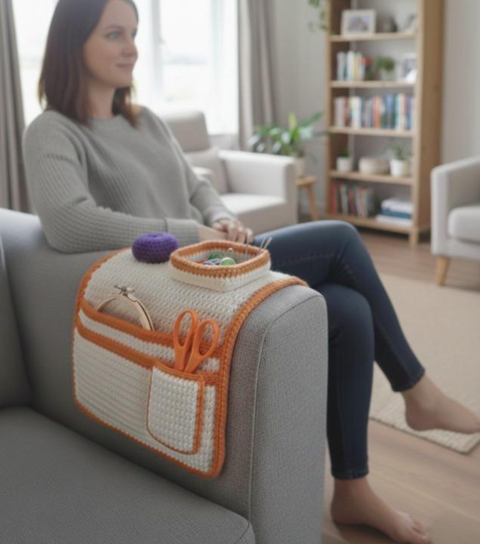 Crochet Couch Arm Caddy Pattern PDF – Sofa Storage Organizer With ...