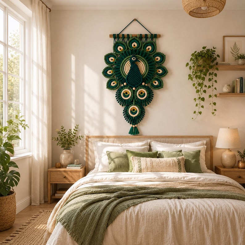 Peacock Macrame Wall Hanging Pattern PDF | Boho Bird Wall Art Tutorial ...
