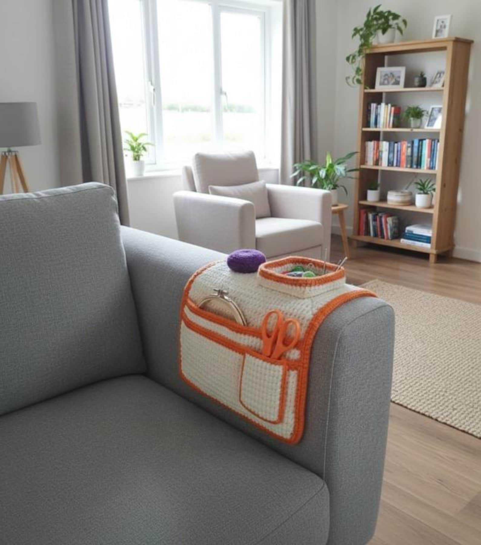 Crochet Couch Arm Caddy Pattern PDF – Sofa Storage Organizer With ...