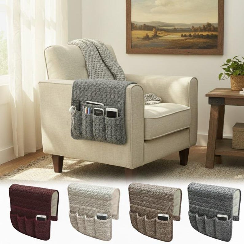 Sofa Arm Organizer Crochet Pattern PDF – Remote & Tablet Holder – Easy ...
